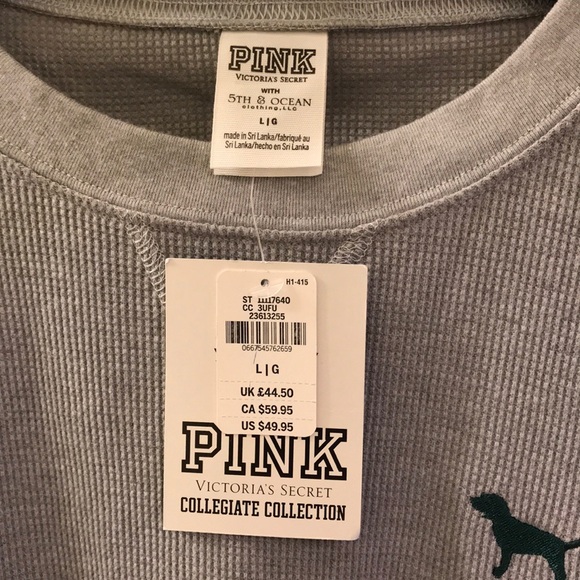 PINK Victoria's Secret | Tops | L Vs Pink Collegiate Doggie Log Tee ...